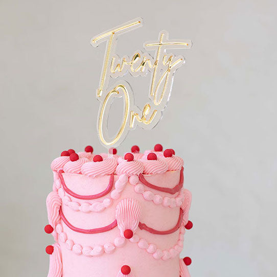 Cake Topper - Layered Gold/Clear Twenty One – Studio Cakes